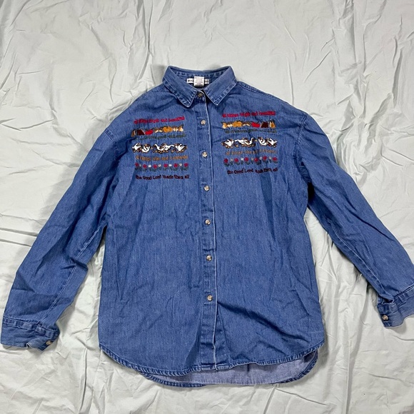 Vintage | Tops | Vintage Maggie Max Denim Shirt | Poshmark